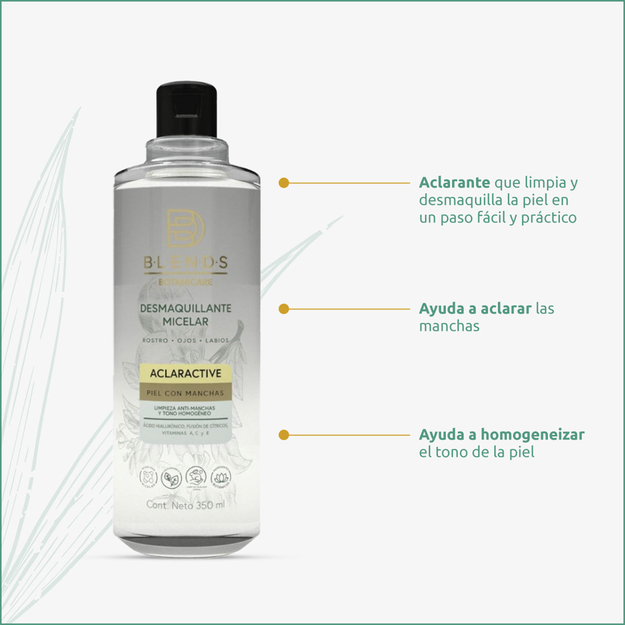 DESMAQUILLANTE MICELAR ACLARACTIVE – Blends Botanicare