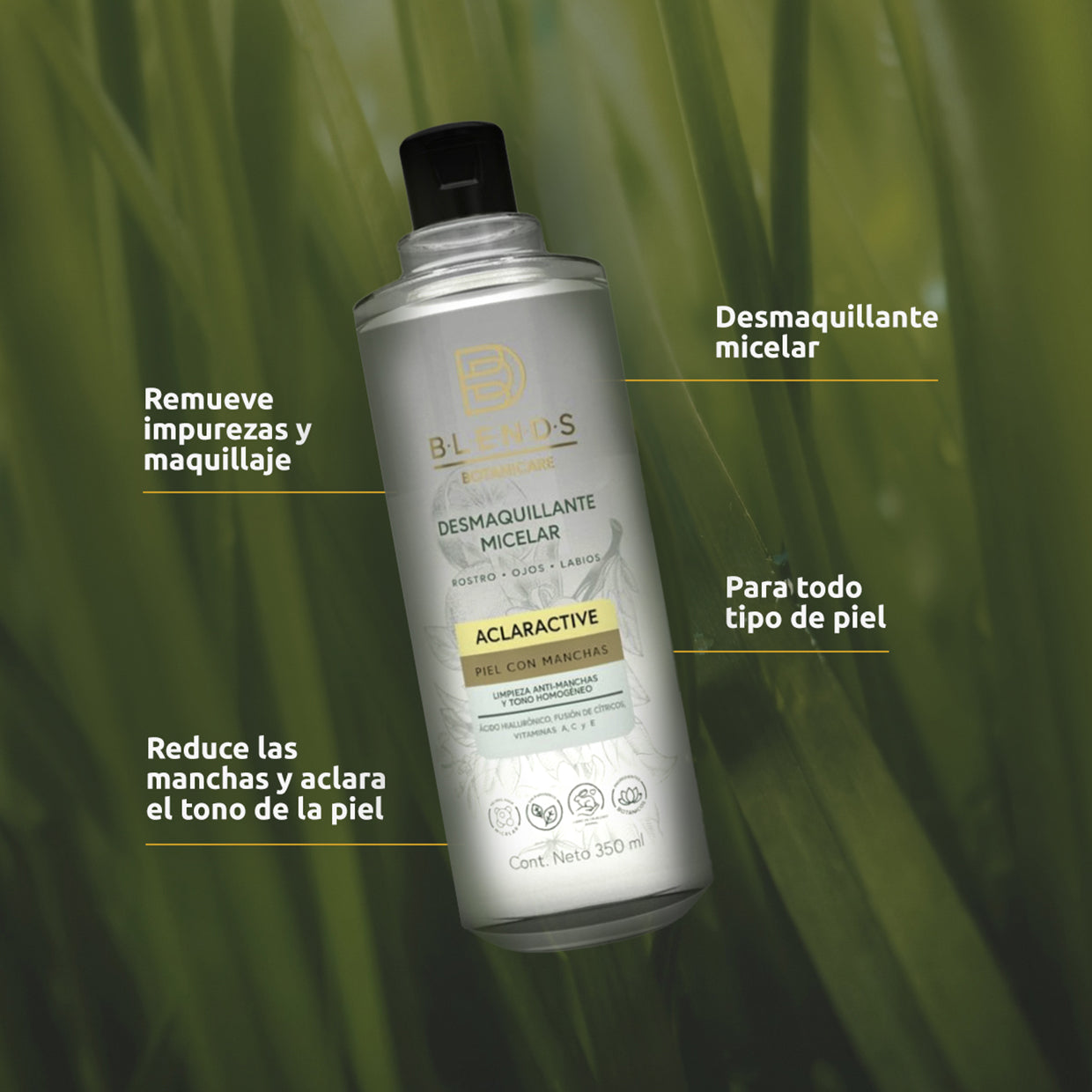 DESMAQUILLANTE MICELAR ACLARACTIVE – Blends Botanicare