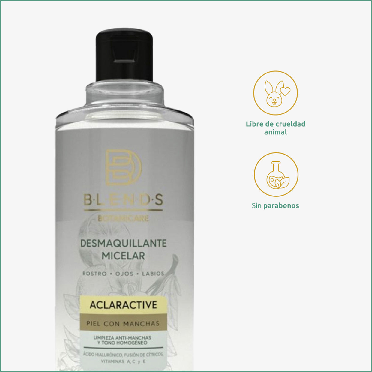 DESMAQUILLANTE MICELAR ACLARACTIVE – Blends Botanicare